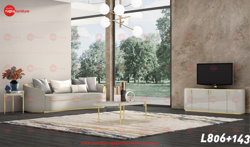 Enzo Modern Luxury Tv Unit Grey Titanium Gold